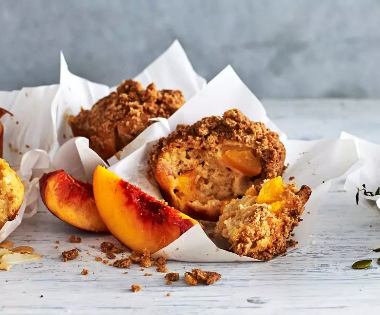 Peach muffins with sprinkles