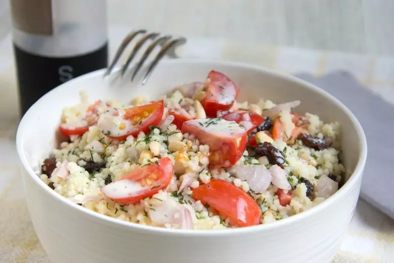 Couscous salad with yoghurt dressing