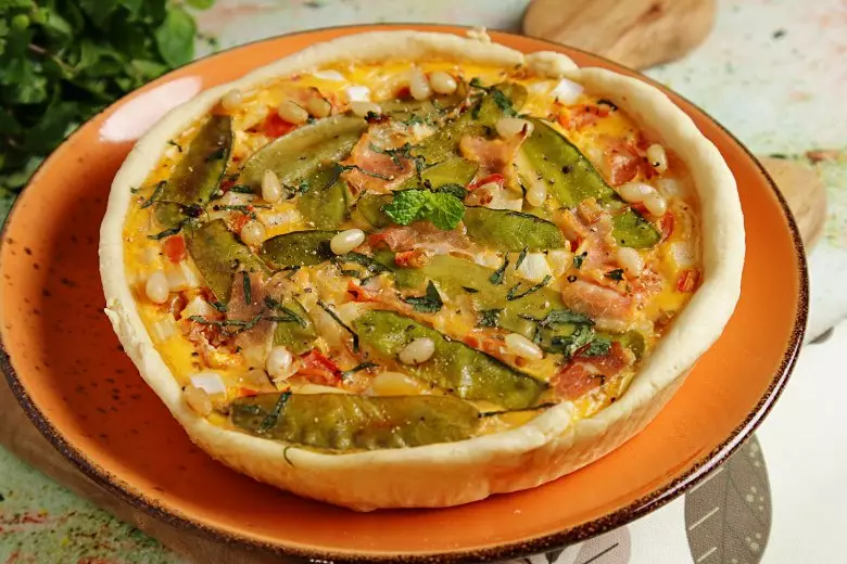 Cukrový hráškový quiche