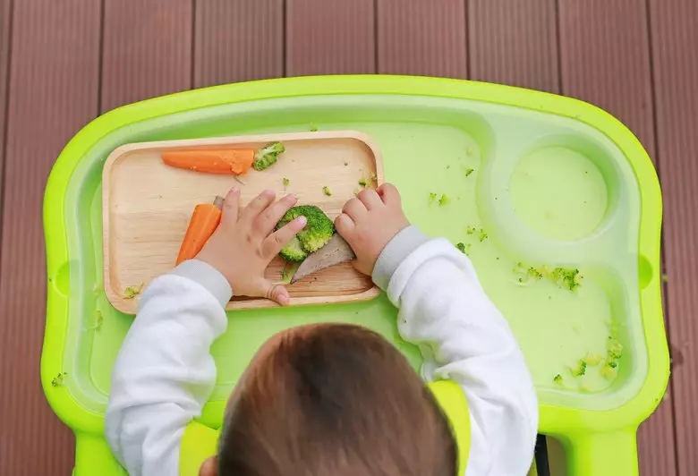 Kun Baby Led Weaning, oni povas proponi al la infano kuiritajn aŭ vaporitajn pecojn da legomoj.