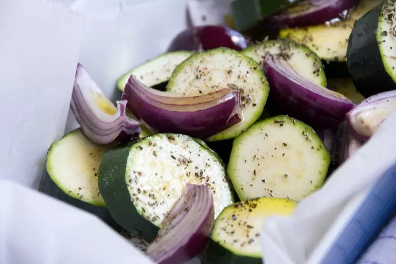 Verduras de calabacín al horno.