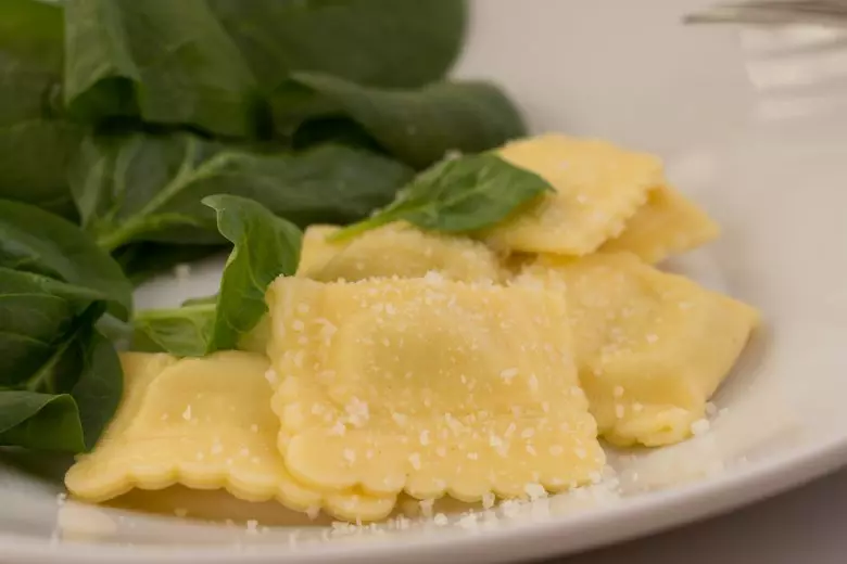 Spinach ravioli